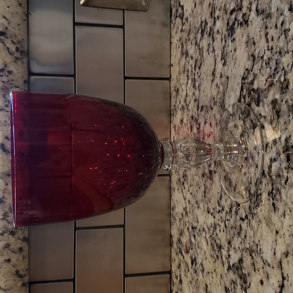 Kitchen | Vintage Hand Blown Ruby Red Goblet Wine Water Glass Stem Ware ...